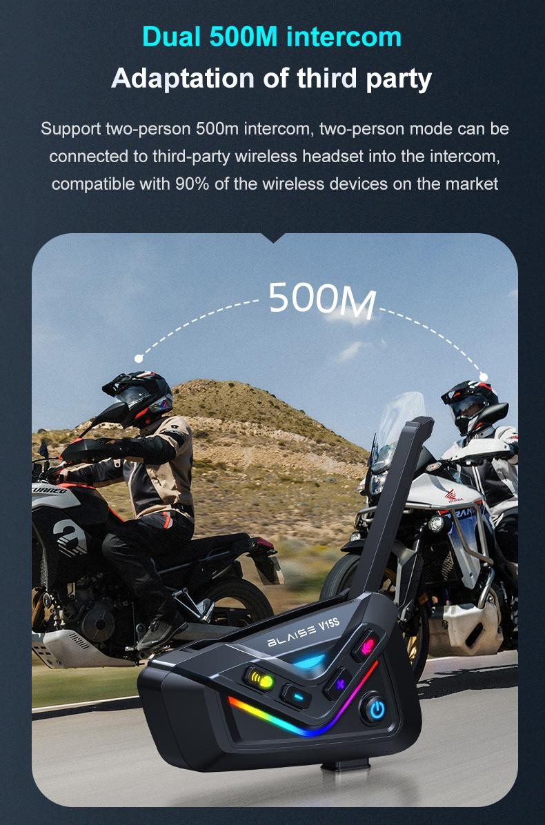 BLAISE V15S Mesh Motorcycle Helmet Intercom Headset 15 people Intercom ...