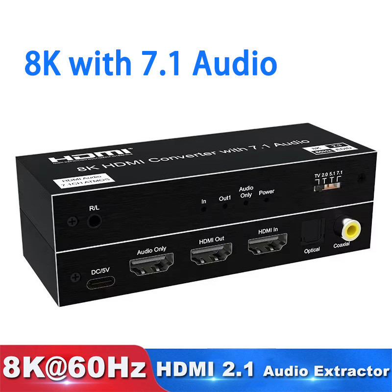 8K 60Hz HDMI Audio Extractor with 7.1 Channel 7.1CH Audio 4K 120Hz ...