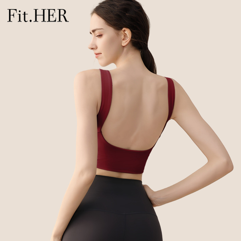 Fit.HER Yoga Wear Sports Bra Tank Top With Padded One-piece Cup U ...