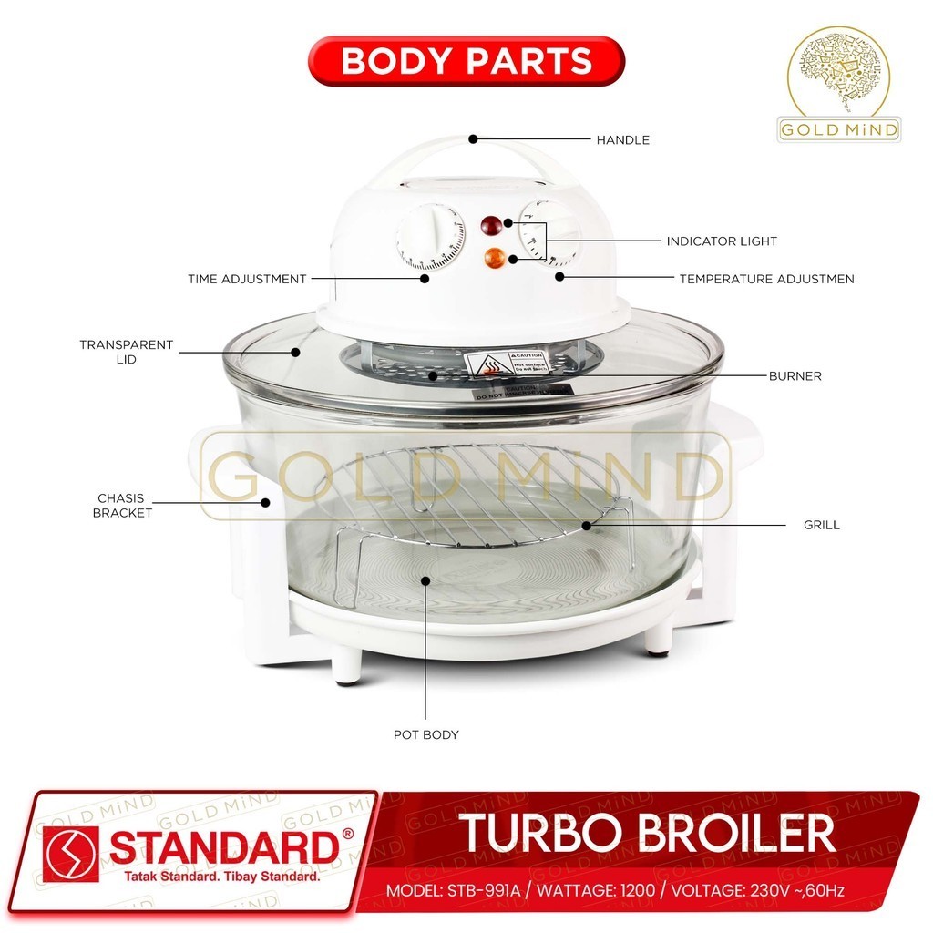 STANDARD Turbo Broiler 12 Liters 1200 Watts - Yellow Elephant | Shopee ...