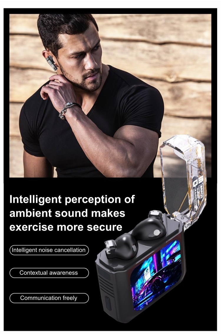 Customized Screen S10 Pro TWS Earphones Full Color LCD Touch Screen ...