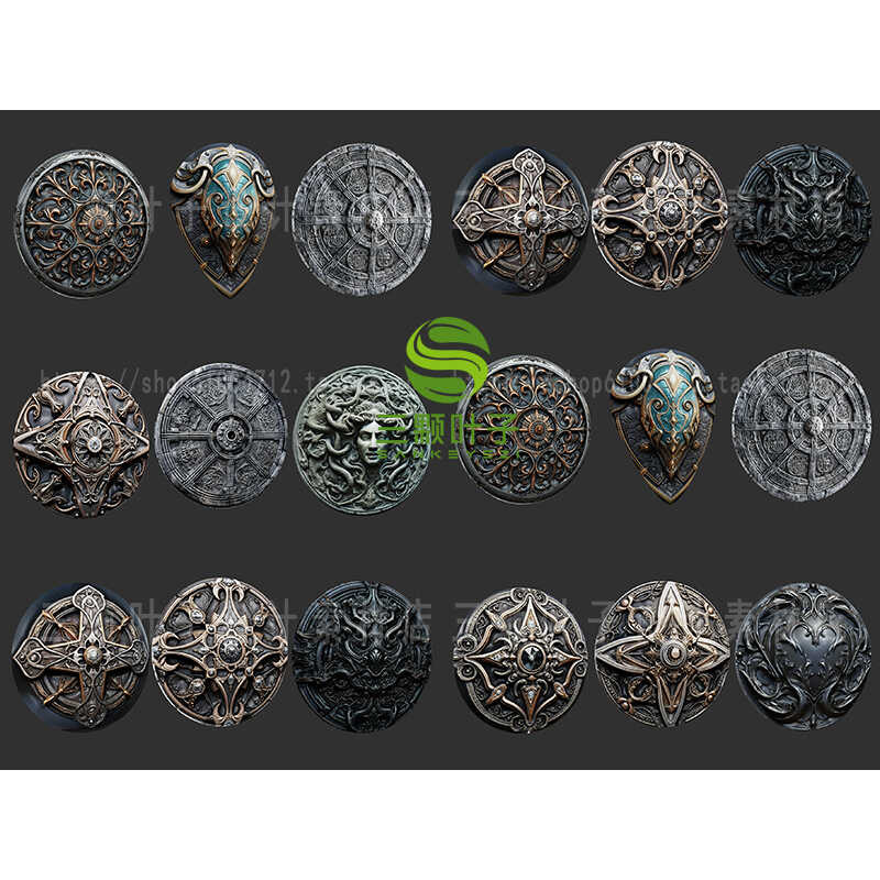 Blender medieval style high-quality shield 3D model blend/fbx/obj ...