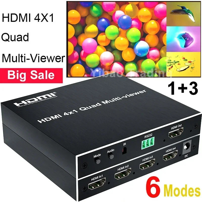 HDMI Quad Multi-viewer 4x1 HDMI Multiviewer 4 Channel Screen ...