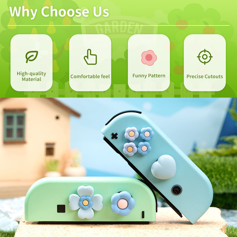 GeekShare Cross D-Pad Button Caps Thumb Grips Set Silicone ABXY Key ...