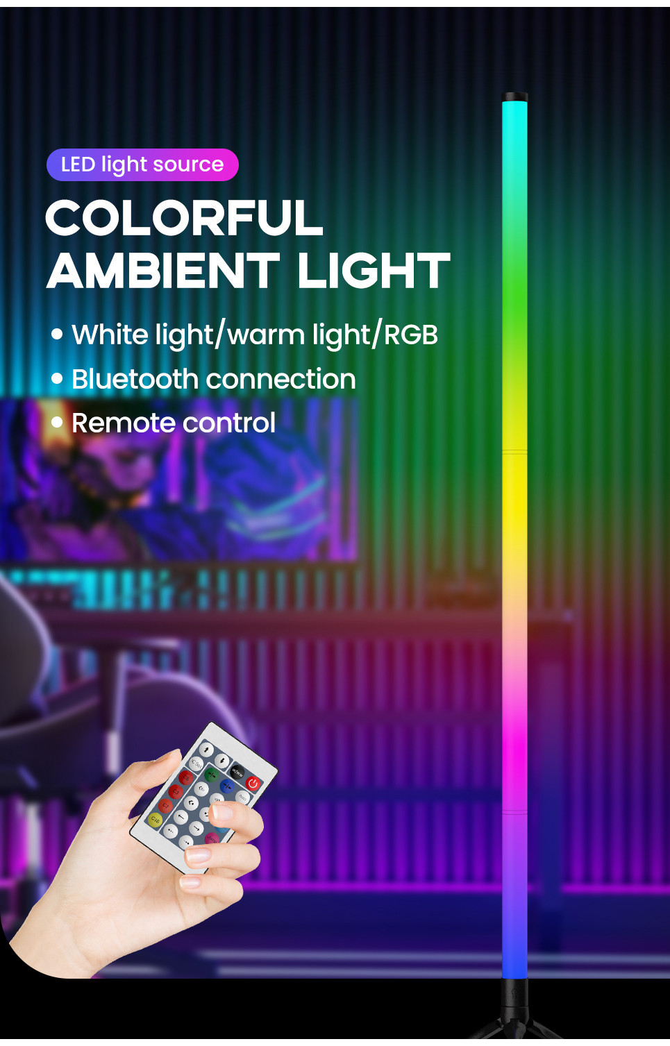RONG RIVER DC5V 100/32CM RGB Floor Lamp Smart Ambient Lamp MultiColor ...