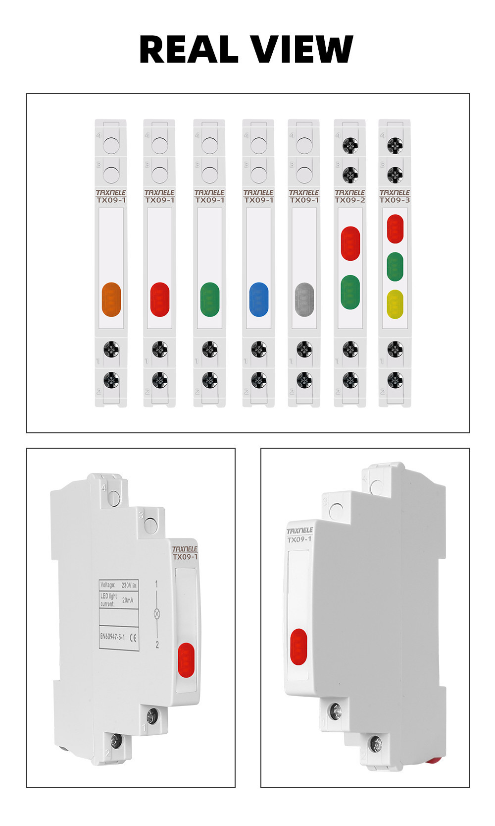 Din Rail 9mm Indicator Light AC DC 220V 230V LED Signal Lamp Pilot ...