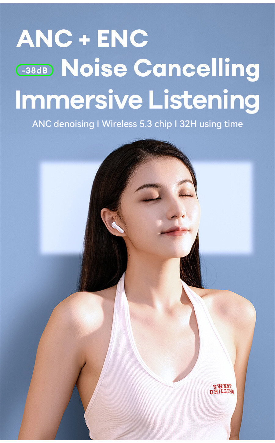 TECSIRE ANC ENC Bluetooth Earphone Wireless Earbuds Deep Noise ...