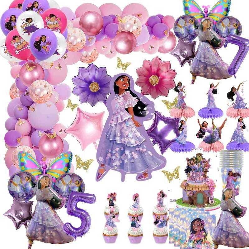 LY 1Set Movie Encanto Party Decoration Isabella Happy Birthday Banner ...