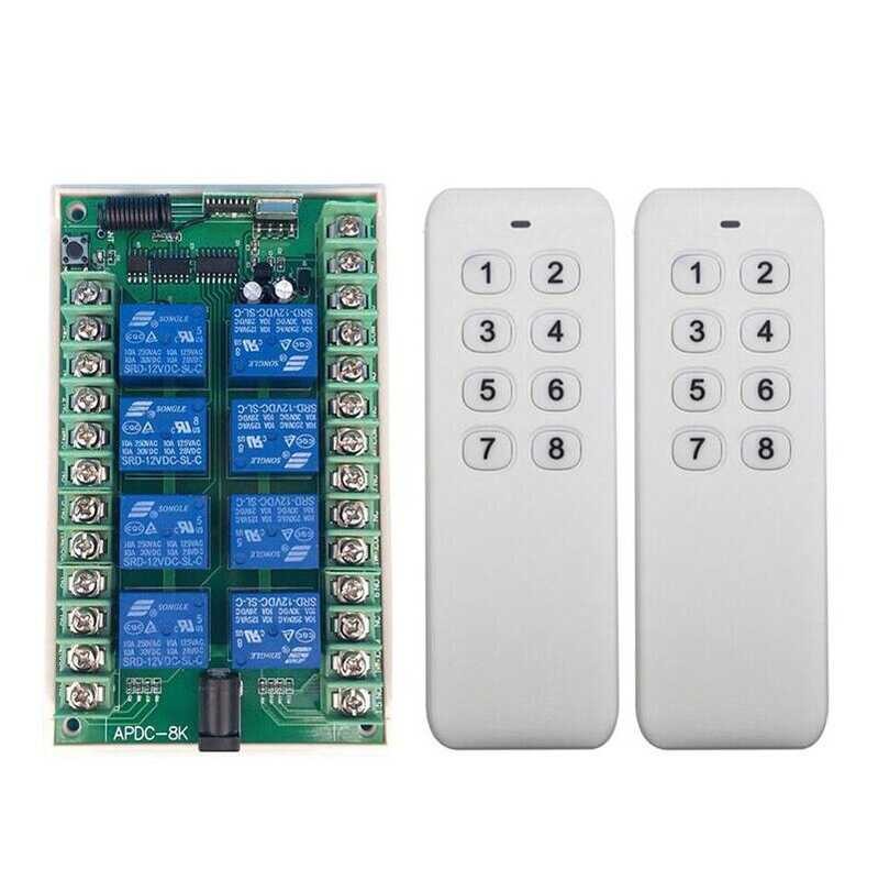 433Mhz Universal Dc12v 24V 8 Channel RF Wireless Remote Control Switch ...