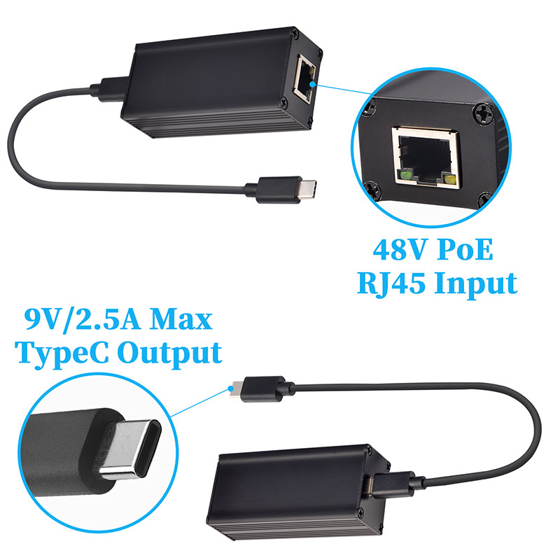 PoE to TypeC Adapter Converter, Convert POE to USB C output with ...
