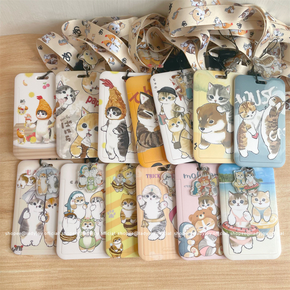 Japanese Mofusand Fried Shrimp Cat Halter ID Holder Student Card Bus ...