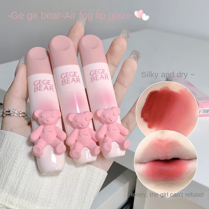 GEGEBEAR Lip Glaze Bear Tender Lip Glaze Soft Mist Milk Mist Matte Lip Gloss Lip Mud | Shopee ...