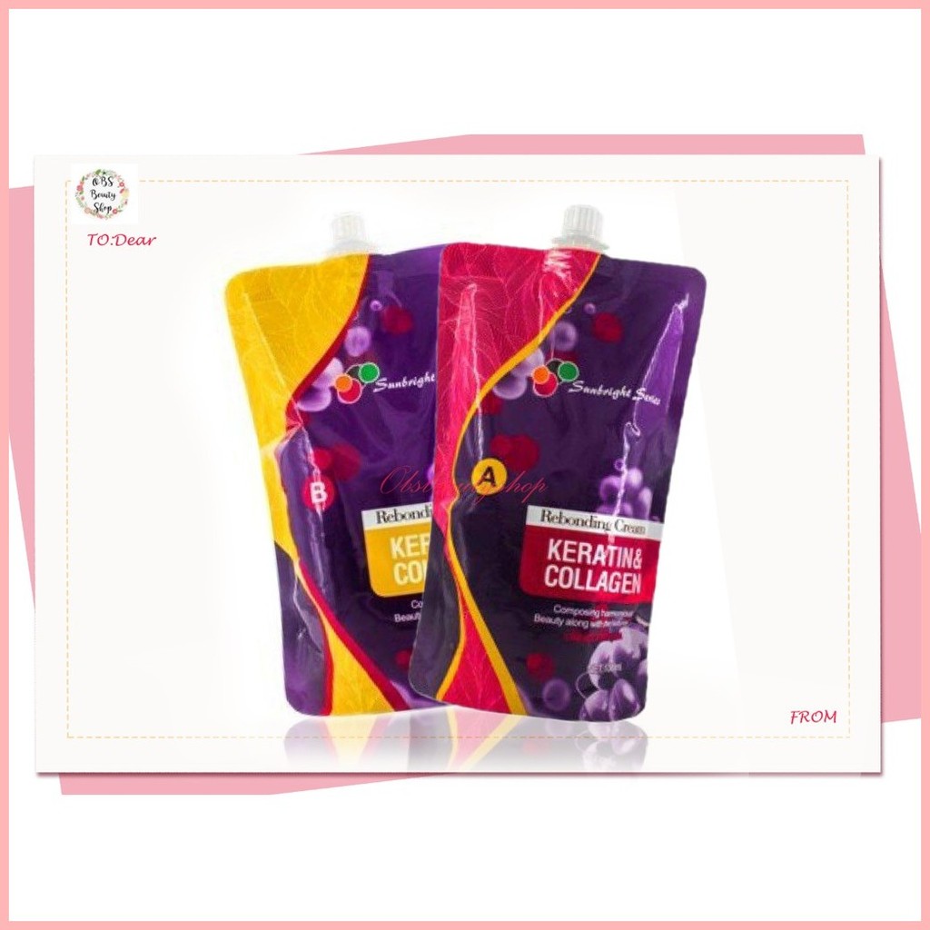 ⚾ ㄨ ♞,♘,♙Sunbright Hair Rebonding Cream Keratin & Collagen 1L Rebond ...