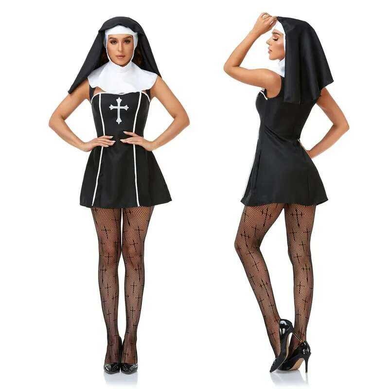 Halloween Easter Cosplay Party Costume Adult Nun Female Priest Prayer ...