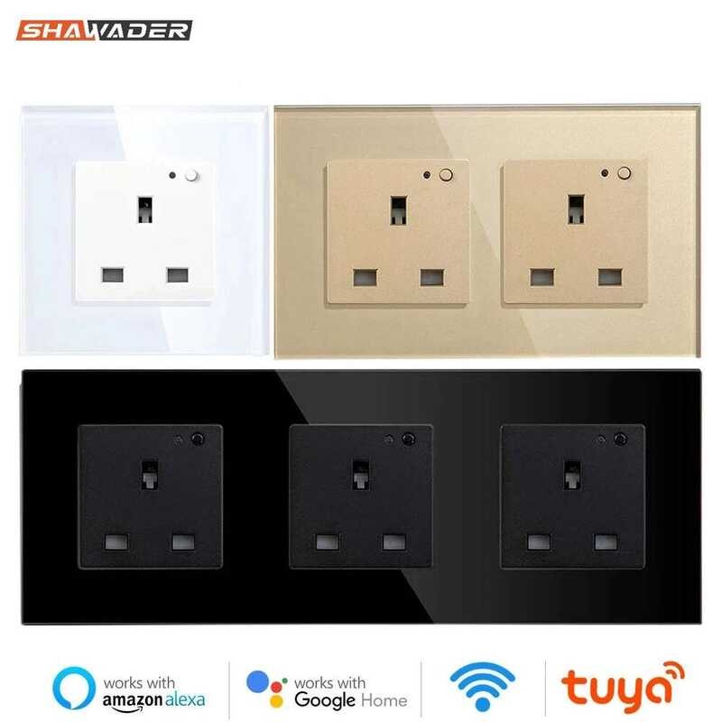 Wifi Smart Wall Sockets UK Electric Plug Mounted Outlets 13A App Remote ...