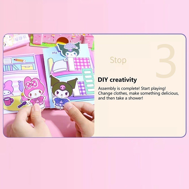 Kawaii Sanrio Sticker Game Quiet Book Hello Kitty Mymelody Cinnamoroll ...