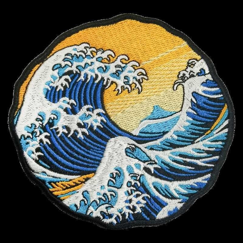 Ang Great Wave Embroidery Patch para sa damit na pag-ihaw ng mga ... Ang Great Wave Embroidery Patch para sa damit na pag-ihaw ng mga ...
