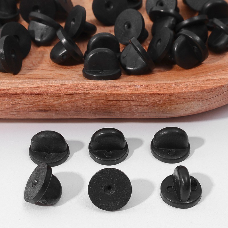 50 Pcs Black PVC Rubber Pin Backs - Butterfly Clutch Tie Tack Lapel ...