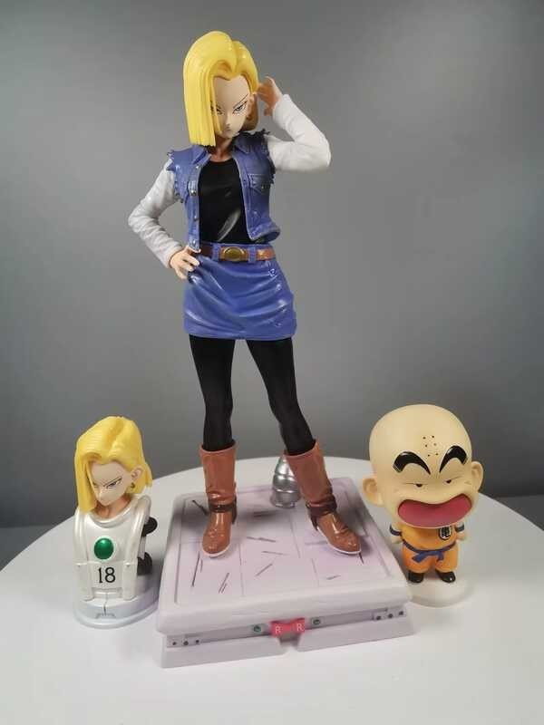 Anime Dragon Ball Z Super Saiyan Android 18 Lazuli & Krillin PVC Action ...