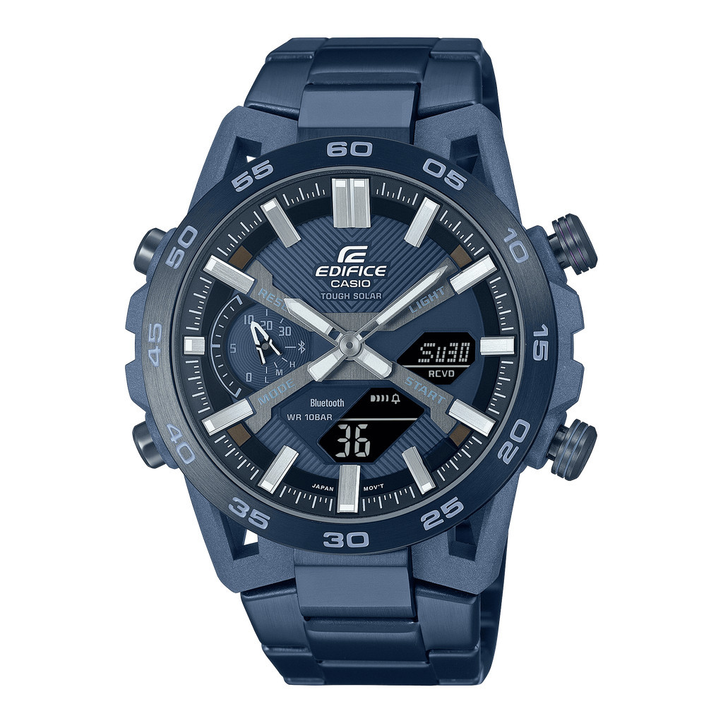 Casio Edifice (ECB-2000CB-2ADF) Blue Stainless Steel Strap Bluetooth 100 Meter World Time Watch ...