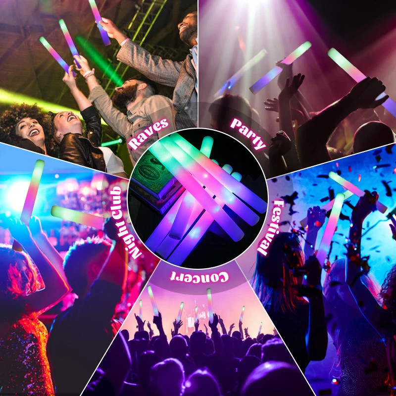 20Pcs Concert Foam Light Stick LED Glow Sticks Cheer Tube Glow In The ...