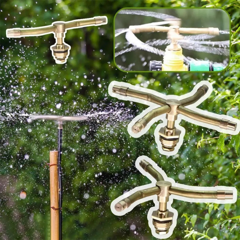 360° Automatic Rotating Sprayer - 2/3/4 Arm Brass Watering Nozzle ...