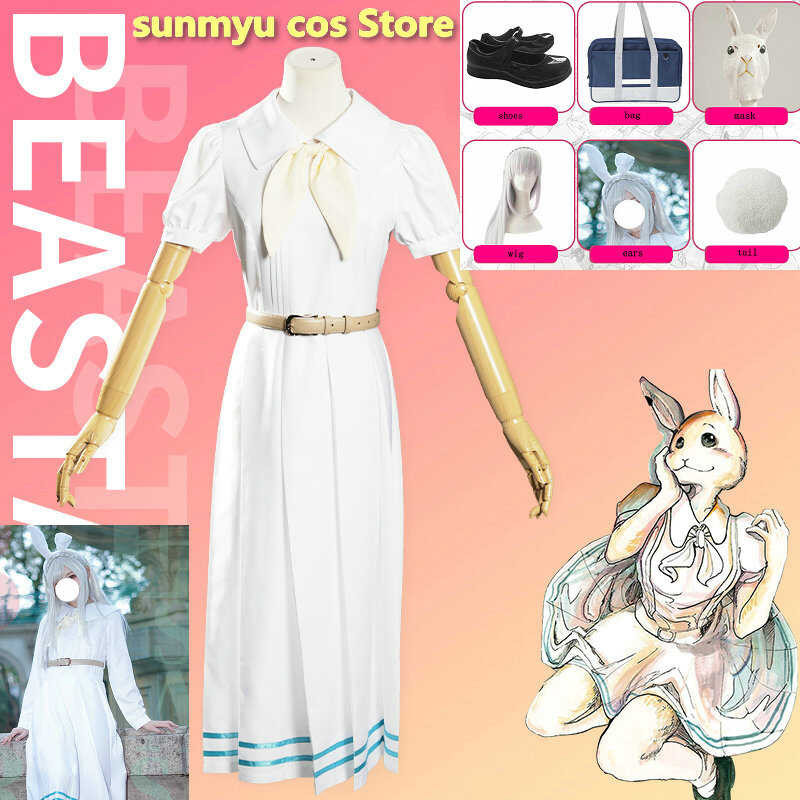 § Beastars Haru White Rabbit Lolita Dress Wig Ears Kababaihan Japanese ...