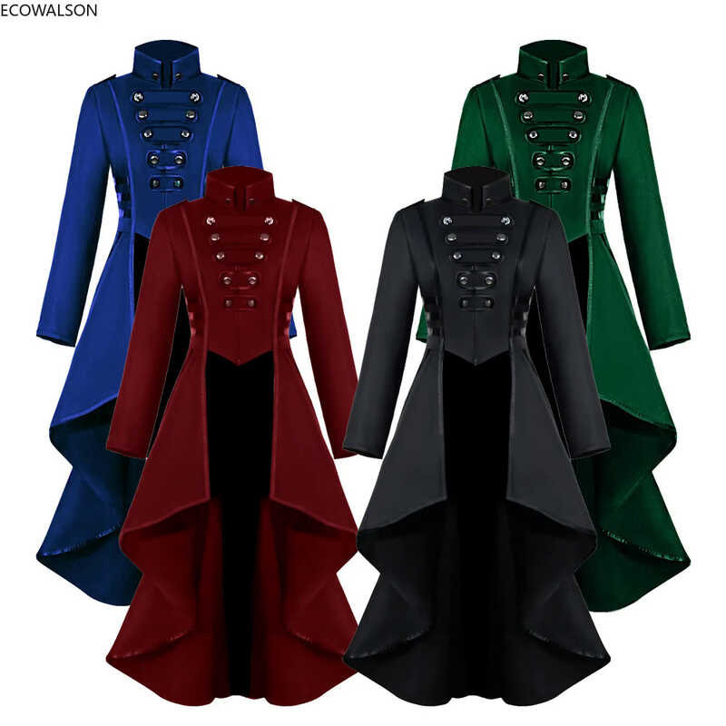 Mens Vintage Tailcoat Medieval Jacket Goth Long Steampunk Formal Gothic Victorian Frock Coat ...