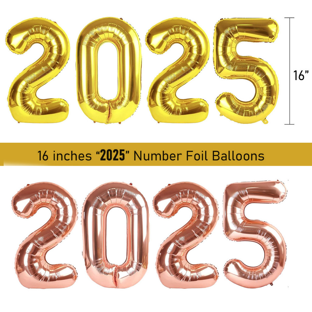 Gold Number Balloon 16 Inch 2025 Balloons Party Decorations For 2025 ...