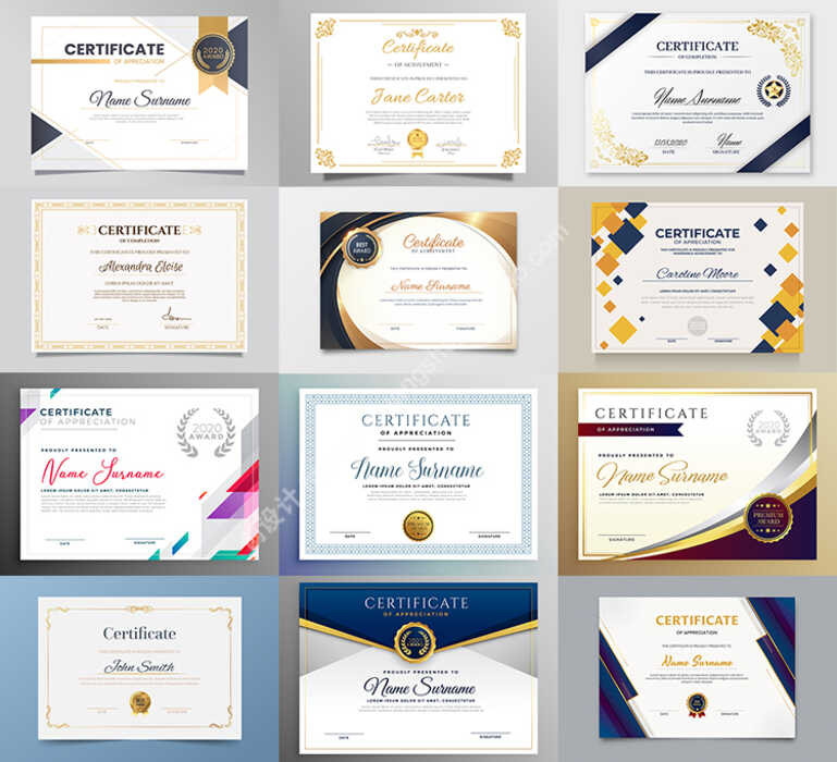 High end certificate template, AI vector material, European style award ...