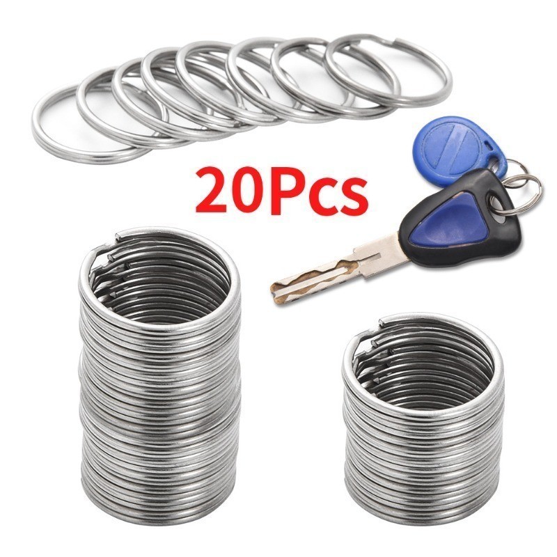 20pcs Stainless Steel Key Rings - 25mm Round Flat Line Split Rings ...