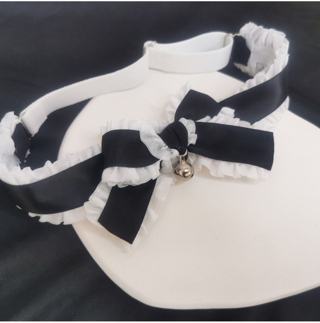 Sexy Bowknot Bell Blue Choker Necklaces Adjustable Elastic Leg Loop for ...