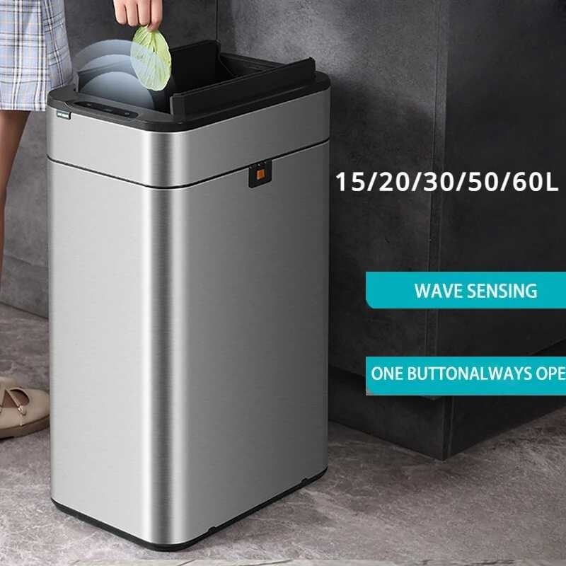 20L 30L 50L 60L Smart Trash Can Stainless Kitchen Automatic Intelligent ...