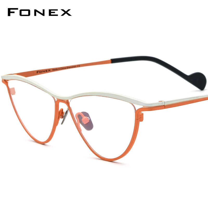 FONEX Pure Titanium Glasses Frame Men 2022 New Vintage Cat Eye ...
