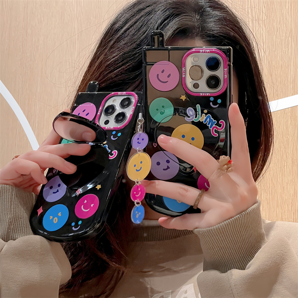 Colorful Smile Faces ins Style Mobile Love Mirror Bracket Phone Case ...