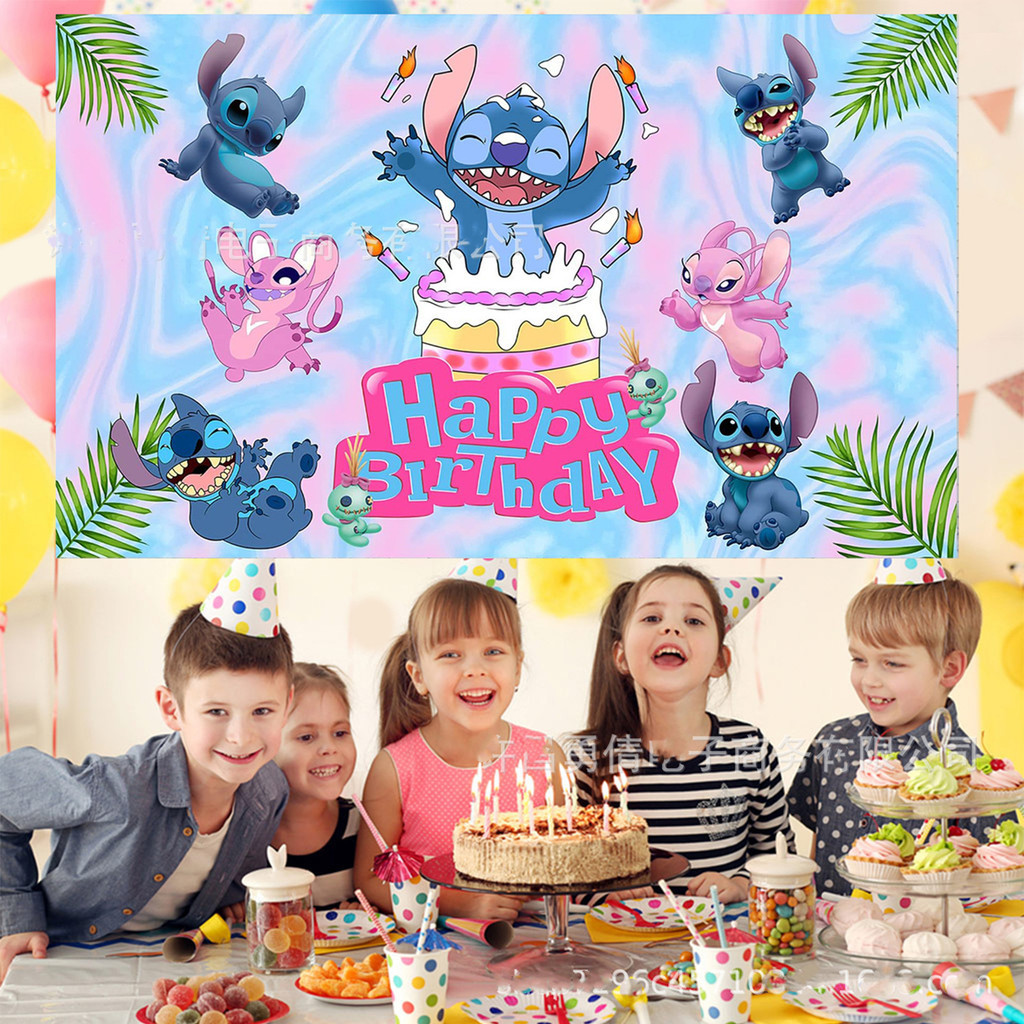 Stitch Birthday Decoration Backdrop Banner Lilo Stitch Photographic ...