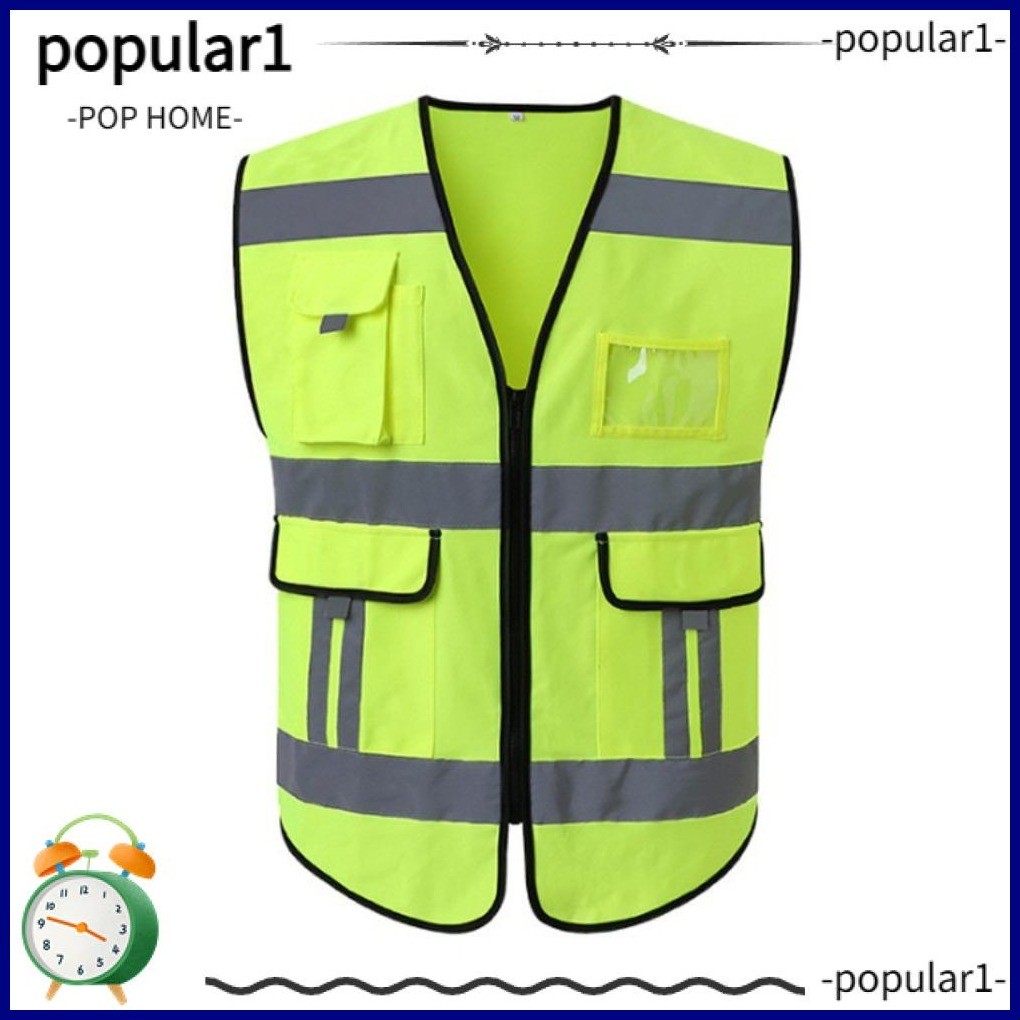 POP Safety Protective Vest, Washable Multi-pockets Reflective Stripes ...