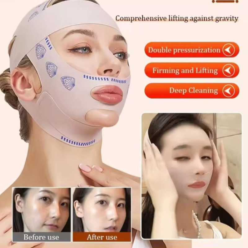 Double-Deck Face Slimming Bandage - Double Chin Cheek Lift Up Belt - Anti Wrinkle V Line Face ...