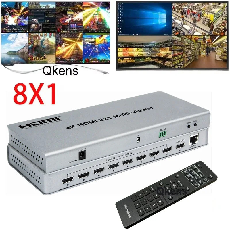4k 8x1 HDMI Multiviewer 1080p 4x1 Quad Screen Real Time Seamless Switch ...
