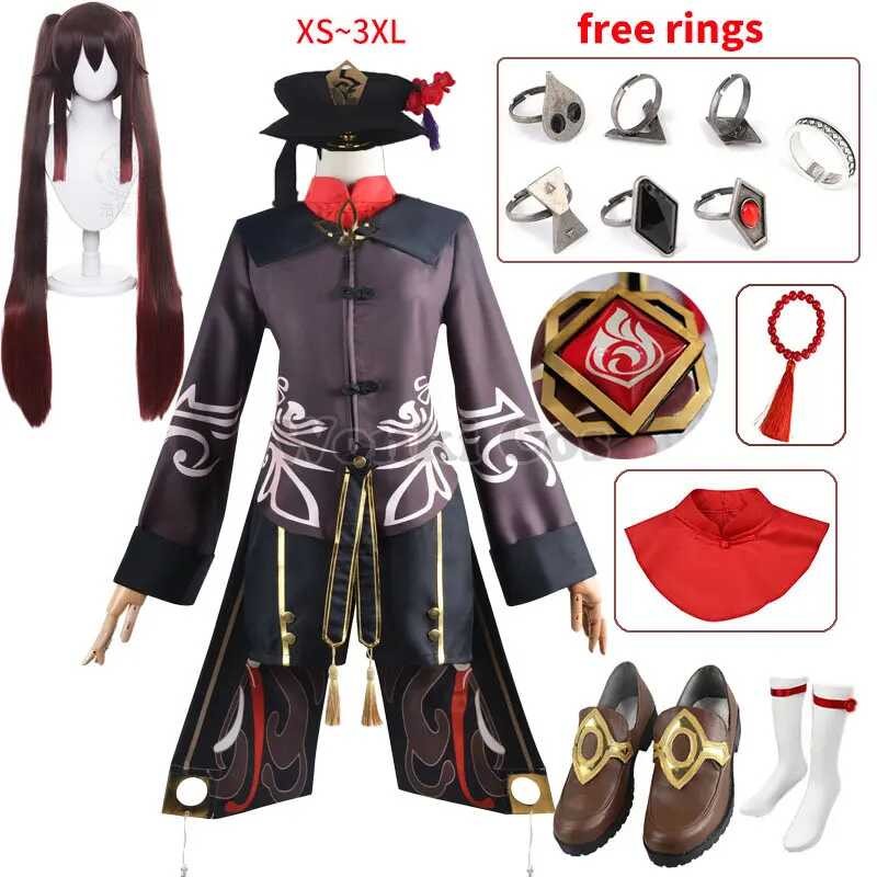 LY Game Impac Huao Cosplay Cosume Hu Tao Cosplay Wig Wih Ha Original ...