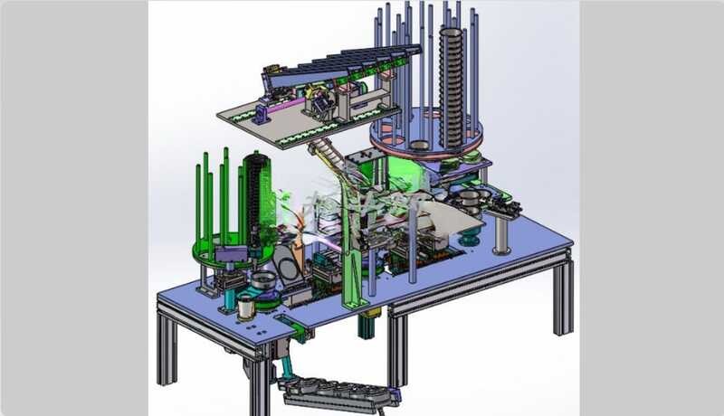 Flywheel automatic assembly machine 3D drawing printing SW model CAD ...