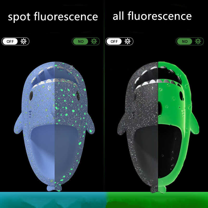 3Cm Makapal Sole Man Kababaihan Shark Slippers Luminous Shark Slippers ...