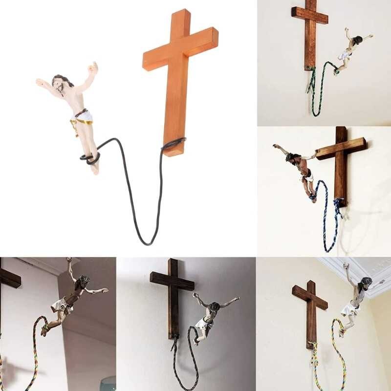 Modern Religious Decor Bungee Jumping Jesus Christ Figure Resin Wall ...