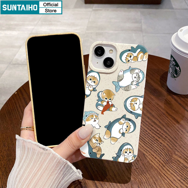 Suntaiho Funny Cute Mofusand Shark Cat Pattern Casetify Phone Case for ...
