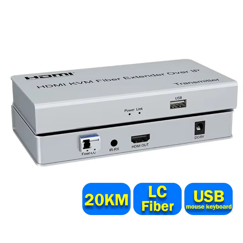 20Km HDMI Fiber KVM Extender over LC Fiber Optical Cable 1080P HDMI USB ...