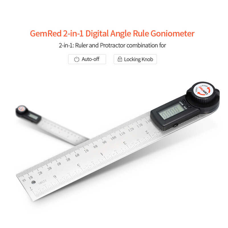 GemRed 2-in-1 Digital Angle Rule Goniometer Angle Gauge Stainless Steel ...