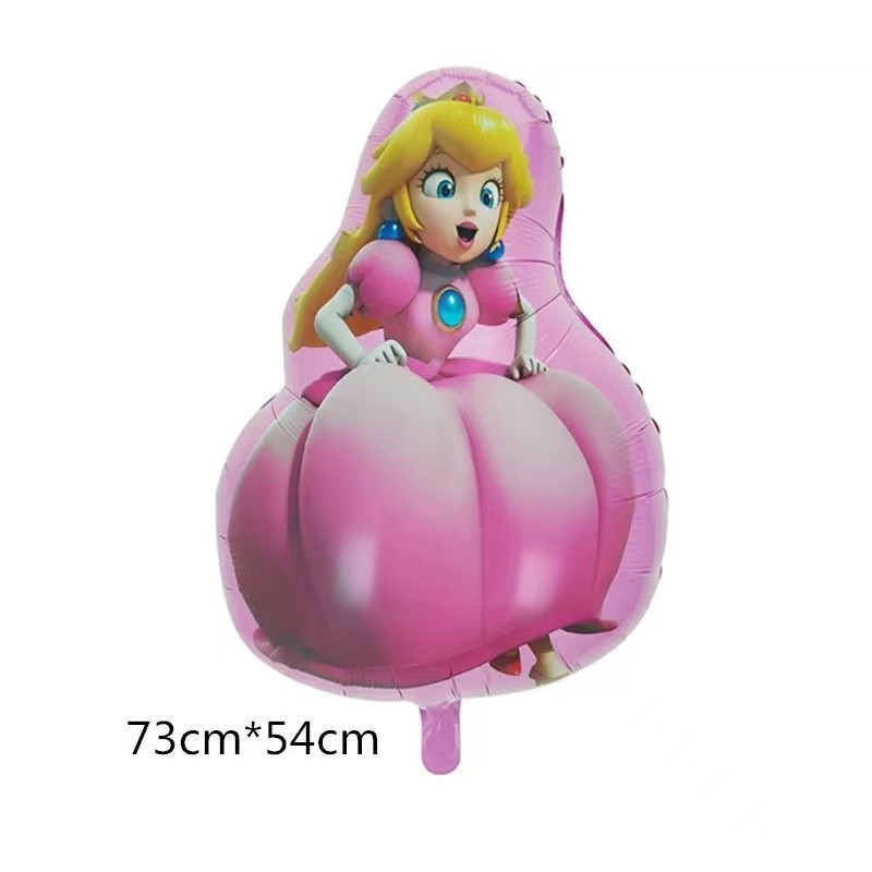 Pink Princess Peach Birthday Balloons Set Cartoon Peach Foil Balloon ...