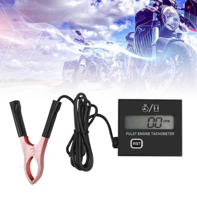 Gasoline Engine Digital Display Tach Hour Meter Gauge Inductive Speedometer Car Stroke ...