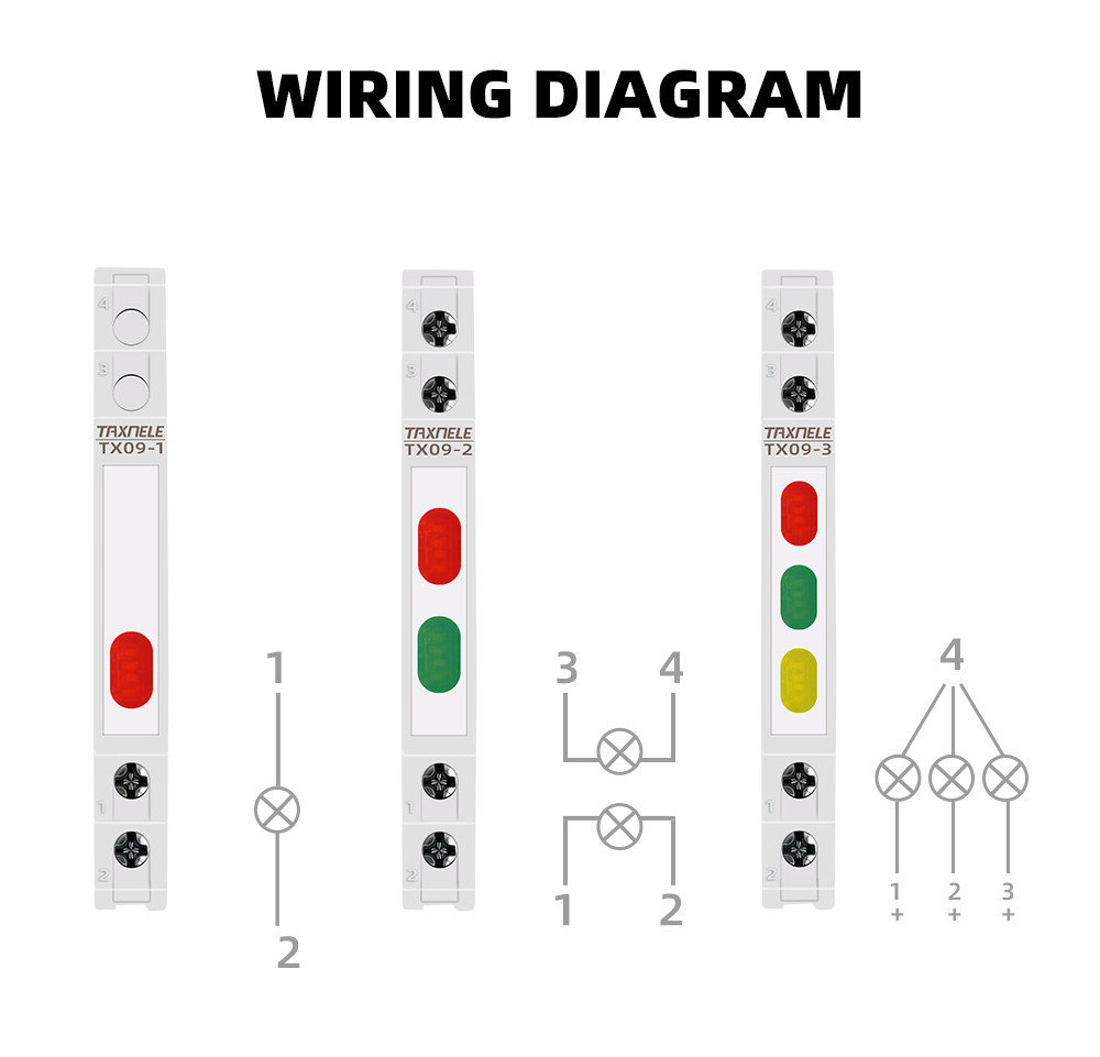 Din Rail 9mm Indicator Light AC DC 220V 230V LED Signal Lamp Pilot ...