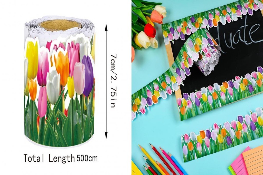 [EY] Decorative Paper Adhesive Paper Colorful Tulip Flower Bulletin ...